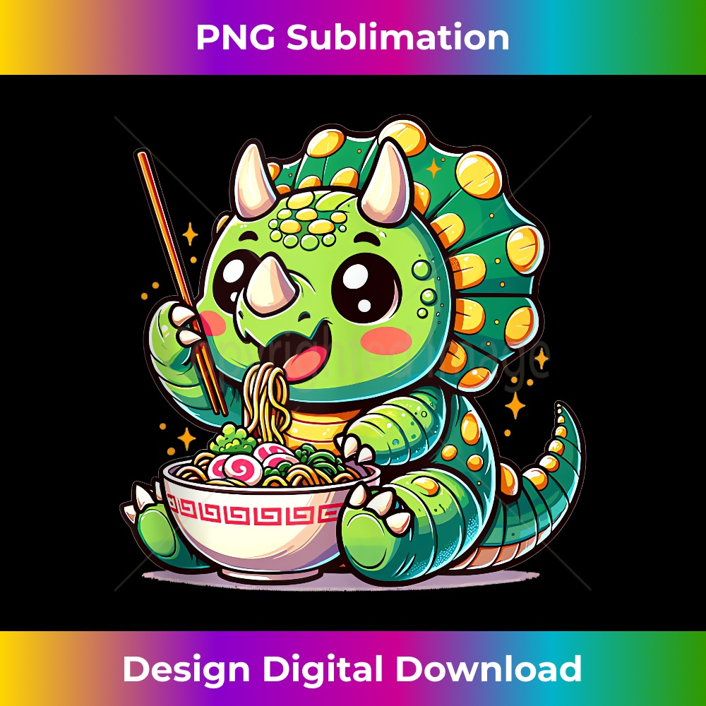 Cute Kawaii Chibi Style Triceratops Dinosaur Eating Ramen Ta | Inspire ...