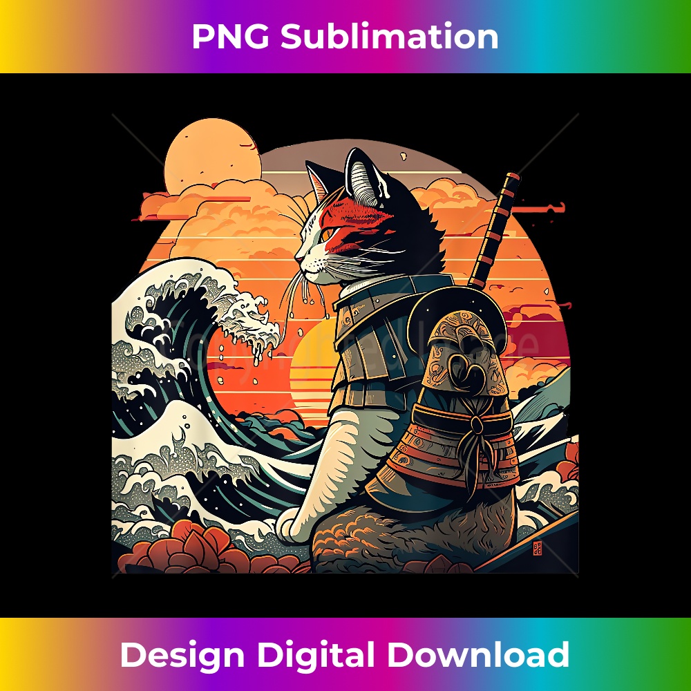 Japanese retro samurai cat The Great Wave by Hokusai - Edgy | Inspire ...
