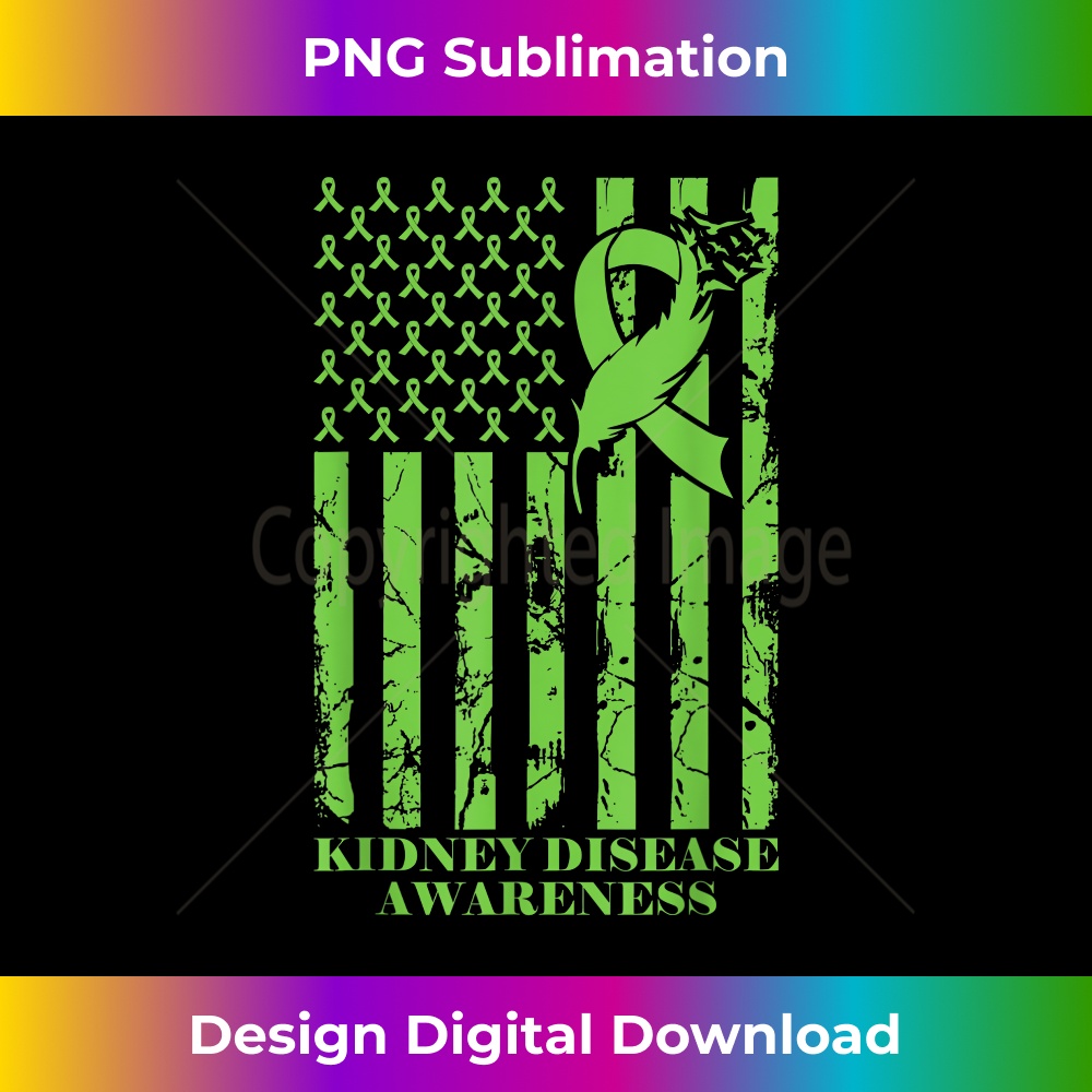 CKD Kidney Disease Awareness Green Ribbon USA Flag - Futuris | Inspire ...