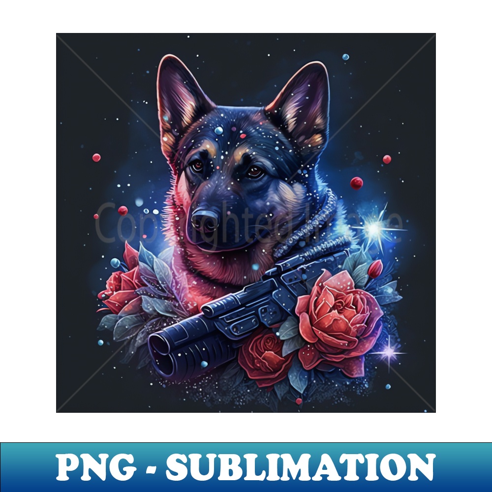 German Shepherd With A Gun - Professional Sublimation Digita | Inspire ...