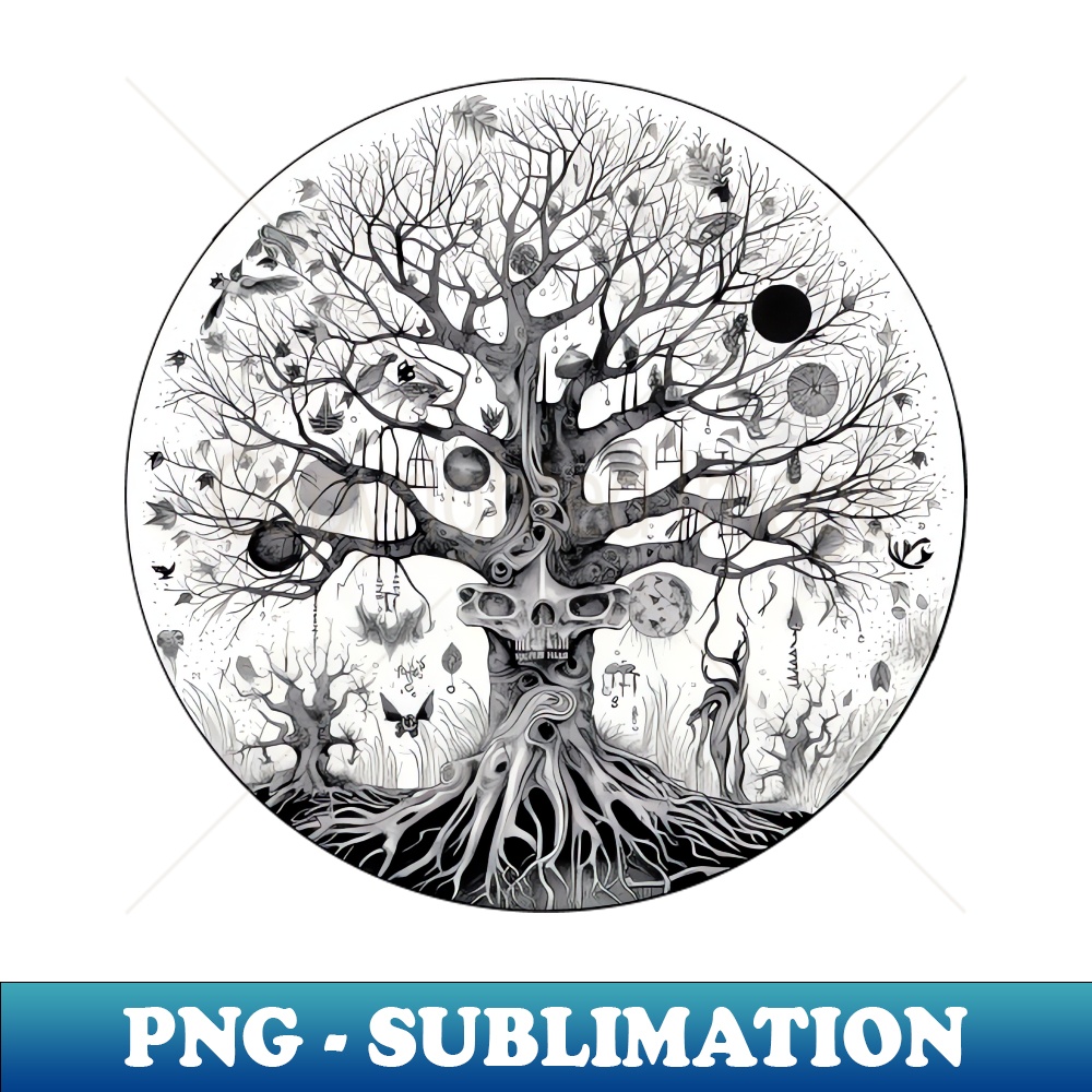 Haunted Tree of Life Spooky Graphic Art Skulls Gothic Tree - | Inspire ...