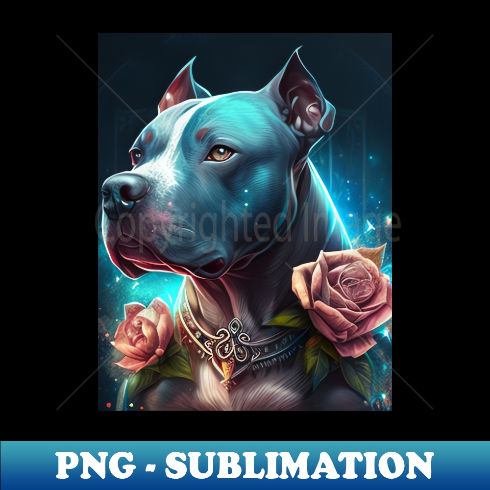 Blue Nose Pit Bull With Roses - Special Edition Sublimation | Inspire ...