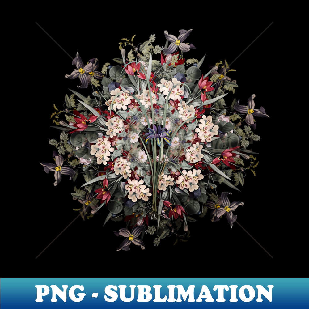 Vintage Grass Leaved Iris Flower Wreath - Professional Subli | Inspire ...