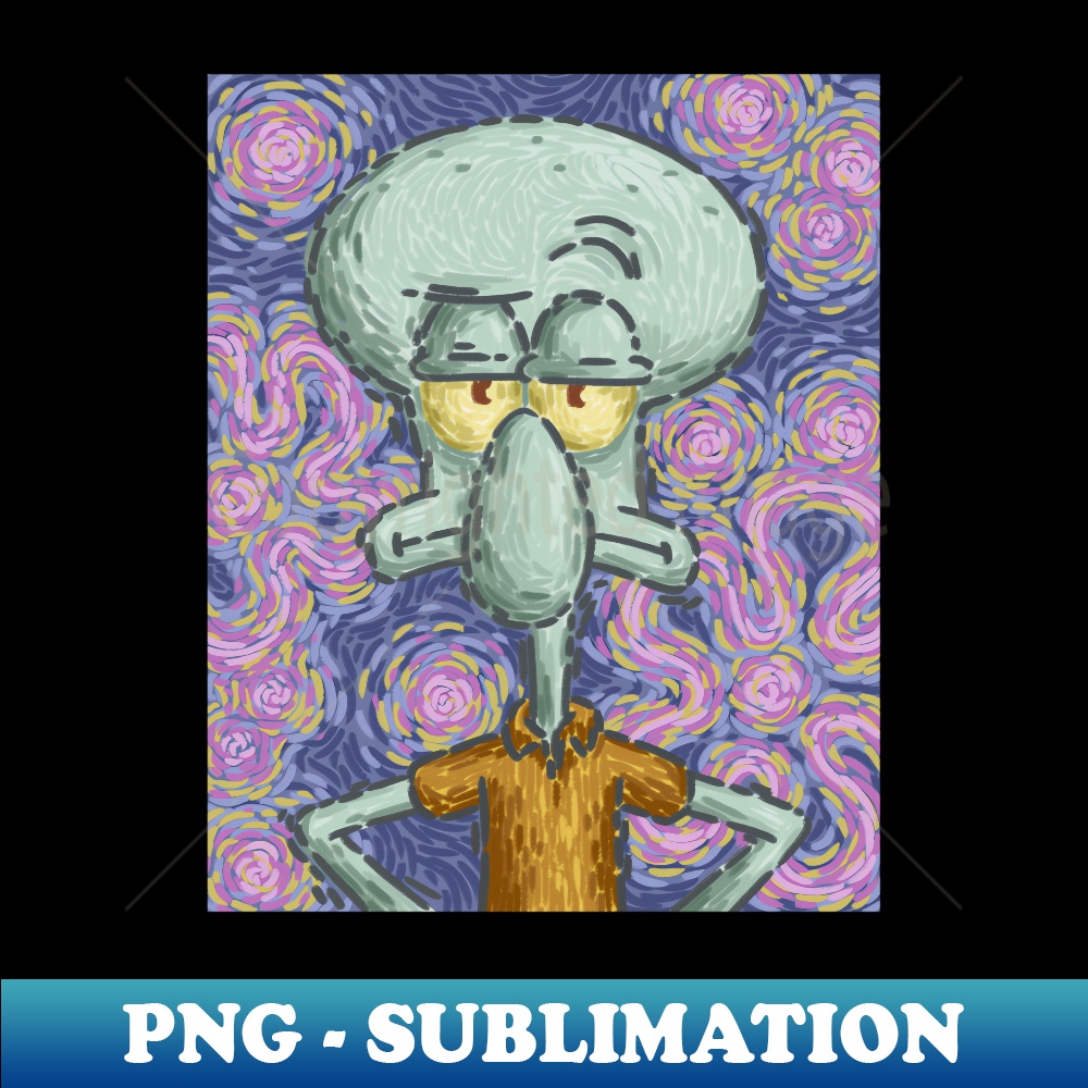 SpongeBob SquarePants Squidward Van Gogh Painting Portrait - | Inspire ...