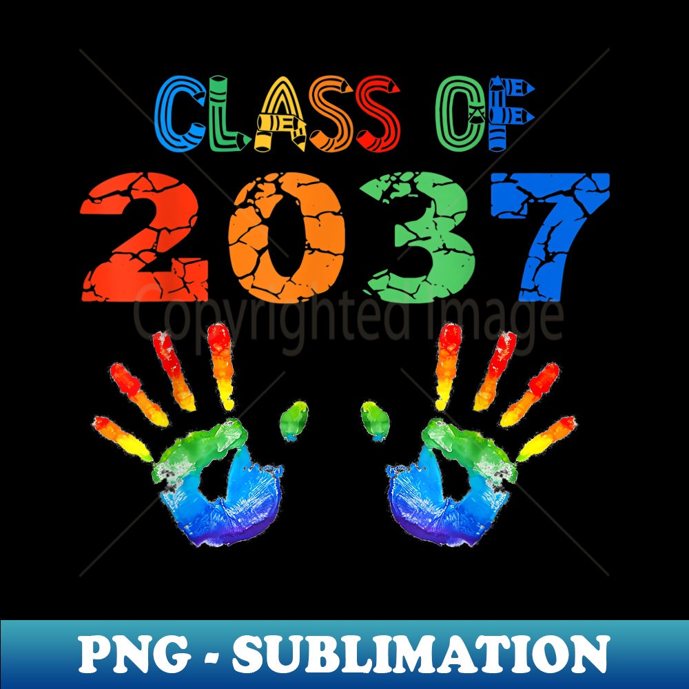 Class Of 2037 Grow With Me Color Handprint On Back Pre-K Kid | Inspire ...