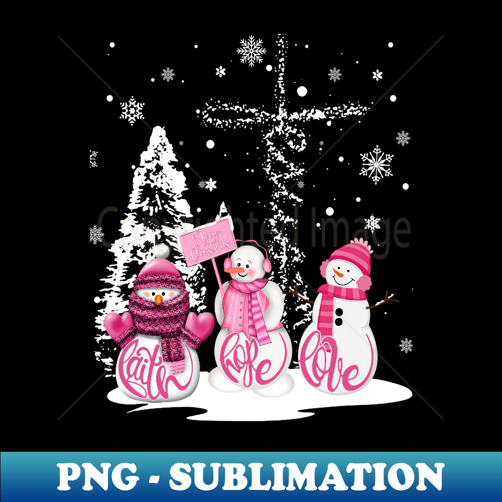 Faith Hope Love Jesus Snowman Breast Cancer Christmas - Vint | Inspire ...