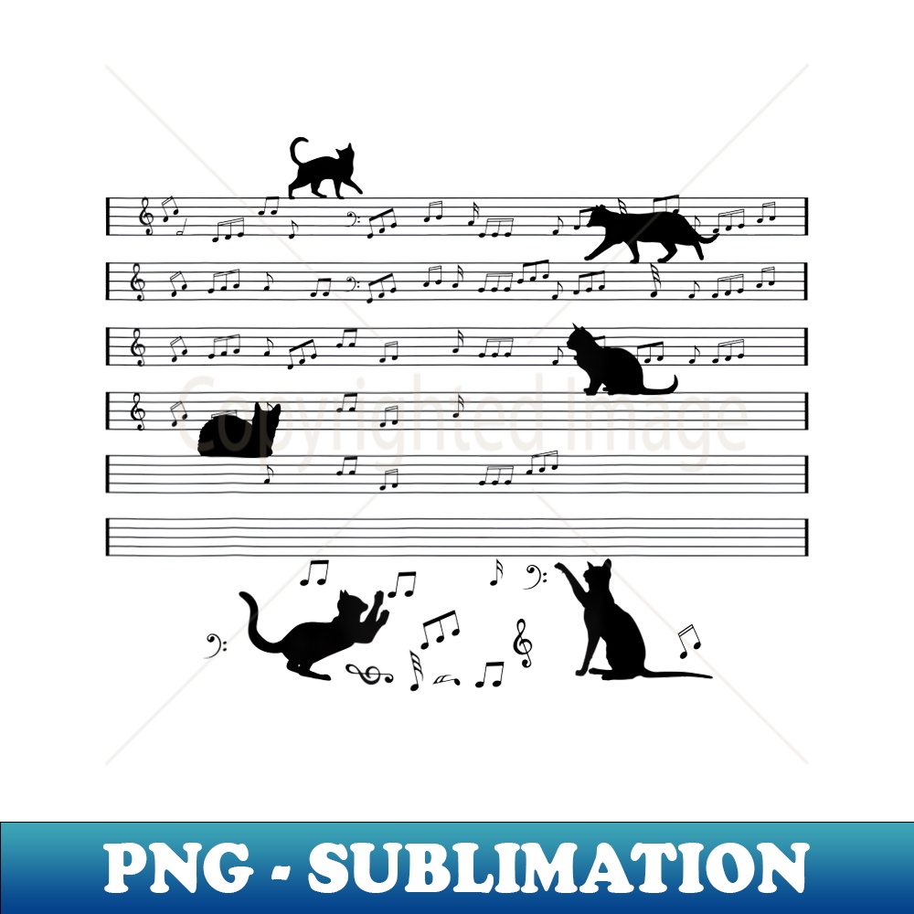 Funny Cute Cat Kitty Playing Music Note Clef Musician Art - | Inspire ...