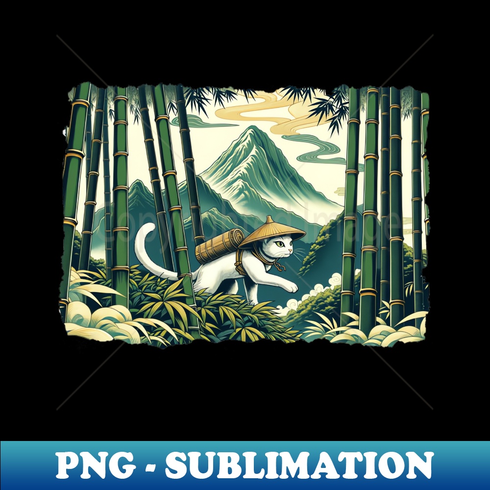 Bamboo Japanese Art Forest Mountain Hiking Cat Meme - Creati | Inspire ...