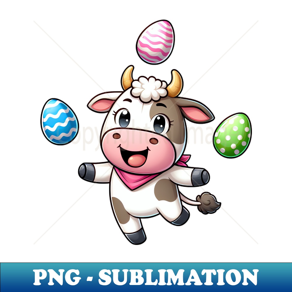 Easter Cow Juggling Eggs, Farmyard Artist - Print Ready Subl | Inspire ...