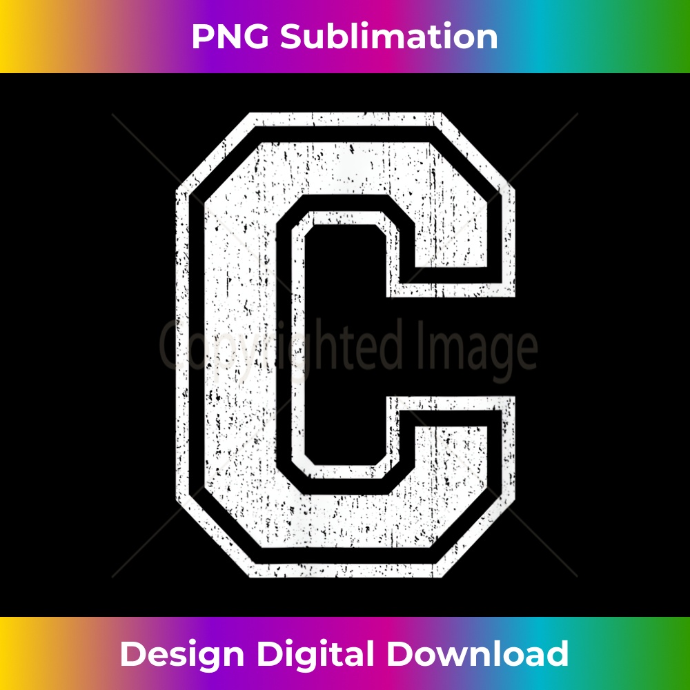 Letter C Capital Alphabet Varsity Distressed Monogram - Cont | Inspire ...