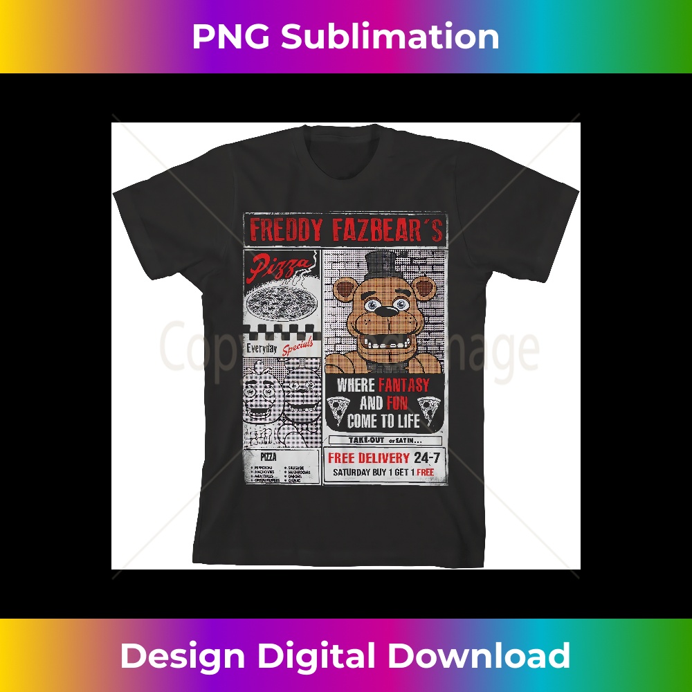 Five Nights at Freddy's Freddy Fazbear's Pizza Ad Boy's Blac | Inspire ...