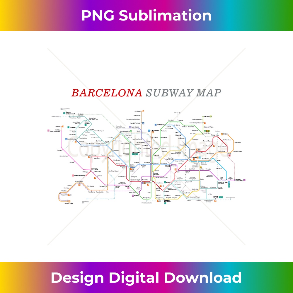 Barcelona Subway Map Tee Metro, Underground - Artisanal Sub - Inspire Uplift