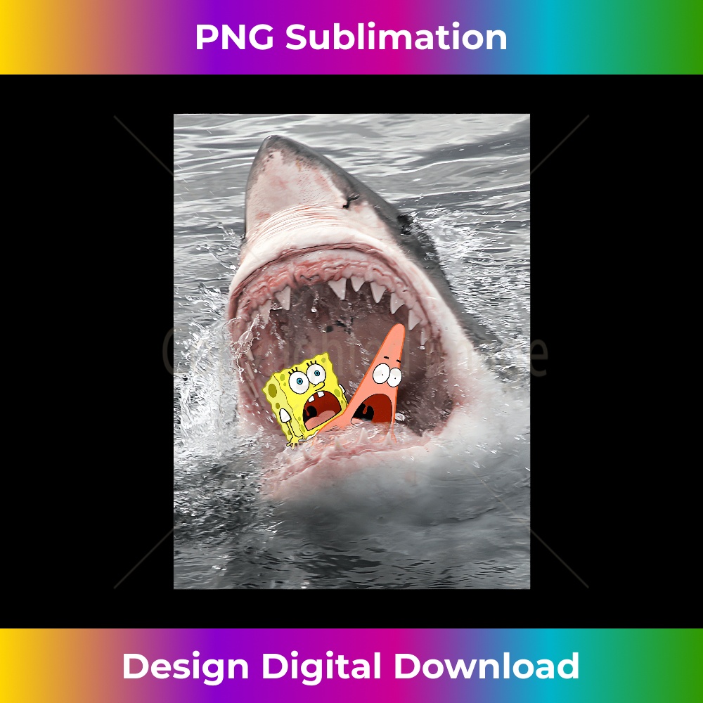 Spongebob SquarePants Shark Attack Humorous T- - Sublimation - Inspire ...