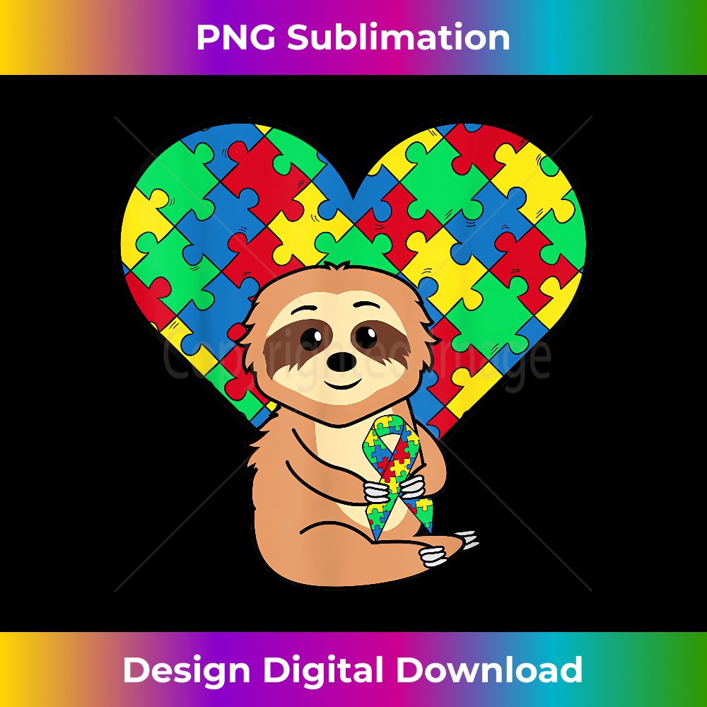 Sloth Heart Puzzle Piece Ribbon Cool Autism Awareness Gift - | Inspire ...