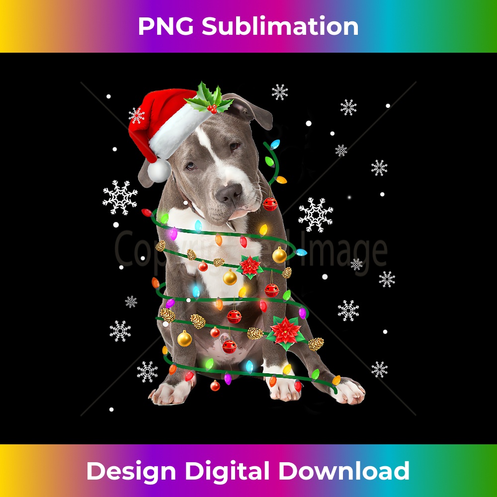 Santa Pitbull Christmas Tree Light Pajama Dog X-mas Matching | Inspire ...