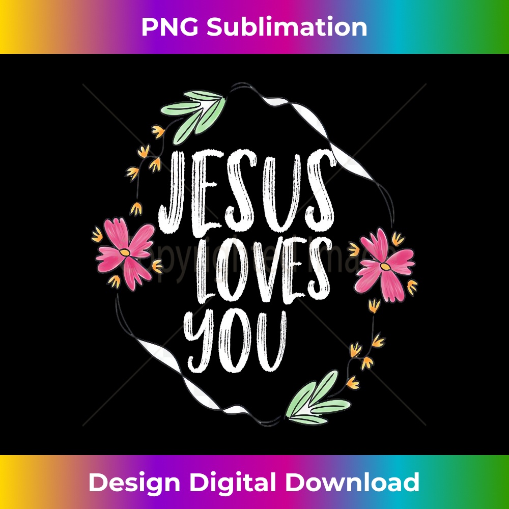 Jesus loves you with Round flower frame Graphic Long Slee - | Inspire ...