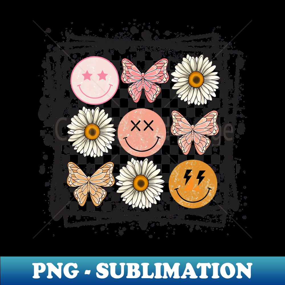 Retro Checkers Smiley Faces And Butterflies Gift For men Wom | Inspire ...