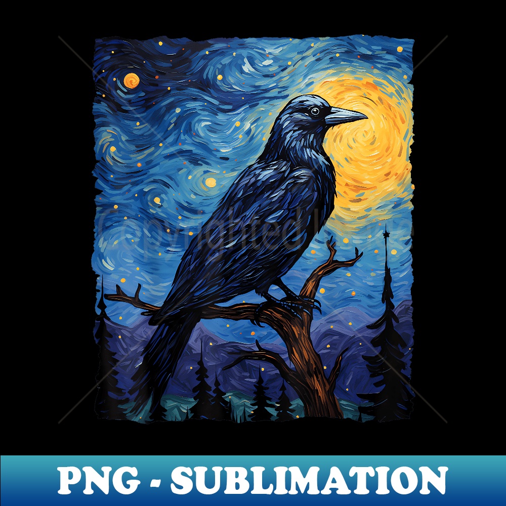 Raven Van Gogh Starry Night Sky Painting For Animal Lovers - | Inspire ...