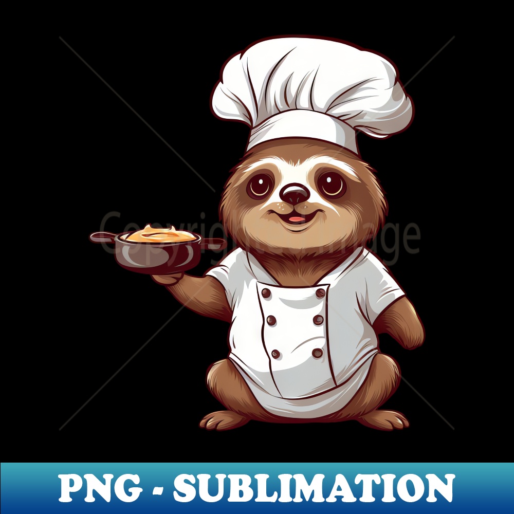 Cute Sloth Comic Chef with Chef Hat Design - PNG Sublimation | Inspire ...