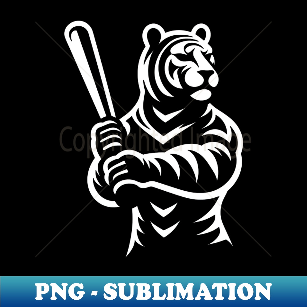 Minimalist Tiger Baseball Player Silhouette - High-Quality P | Inspire Uplift