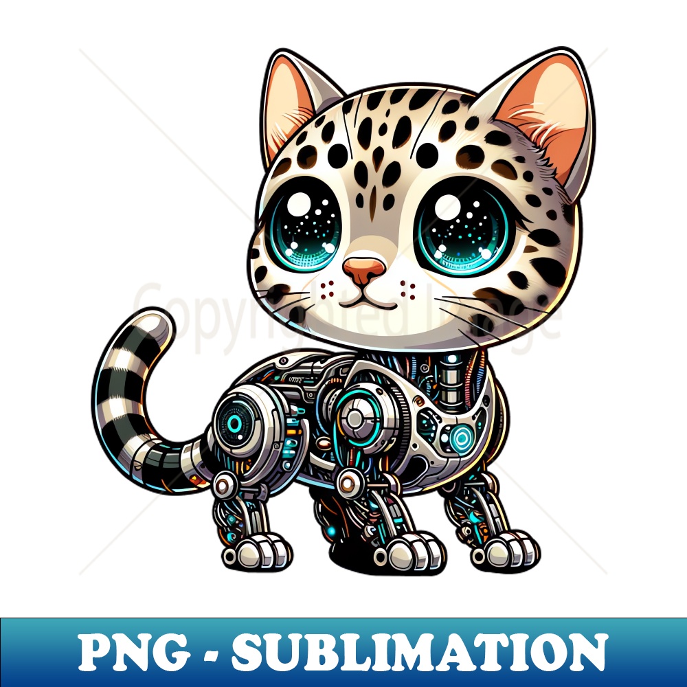 Bengal Cat Robot Cyborg Cartoon - Graphic Tee PNG | Inspire Uplift