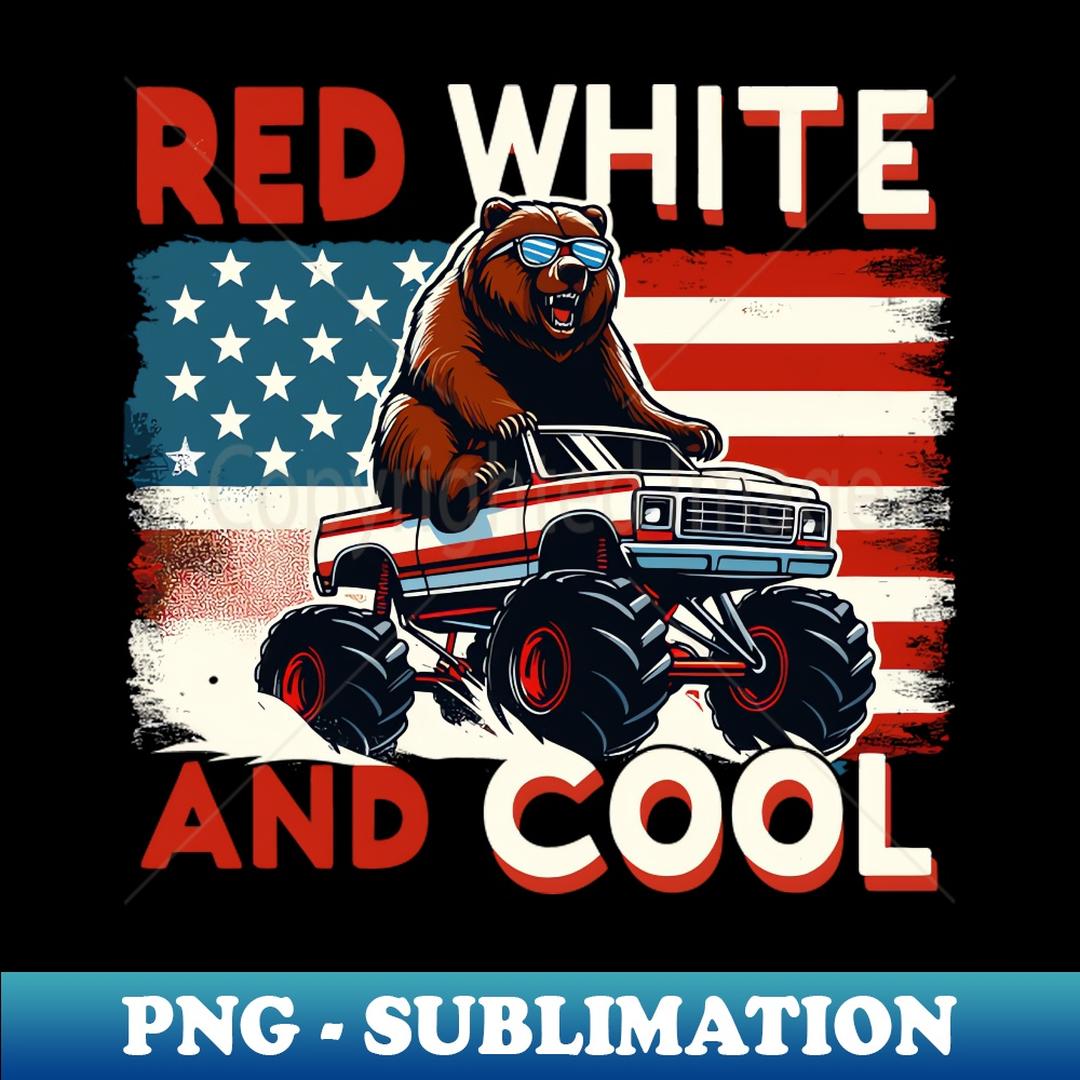 Red White And Cool Funny Patriotic Grizzly Bear Monster Truc | Inspire ...