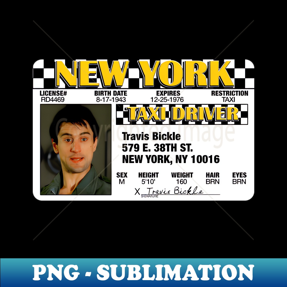 Travis Bickle Taxi License - Instant PNG Sublimation Downloa | Inspire ...