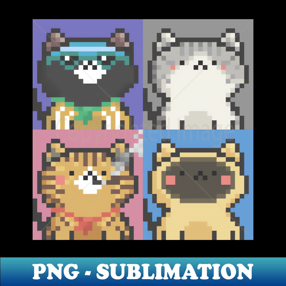 Pixel Cat Tile - PNG Transparent Sublimation Design | Inspire Uplift