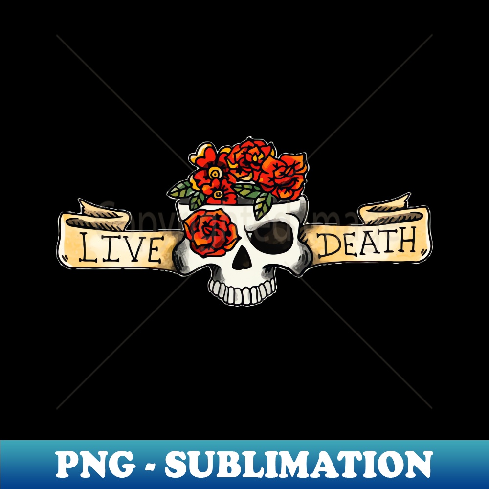 Live and Death - Skull and Flowers Old Tattoo Concept | Inspire Uplift