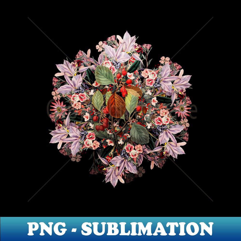 Vintage Plum Leaved Thorn Floral Wreath - High-Resolution PN | Inspire ...