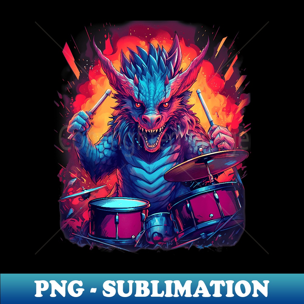 Rocker Drumming Dragon Drummer - PNG Sublimation Digital Dow | Inspire ...