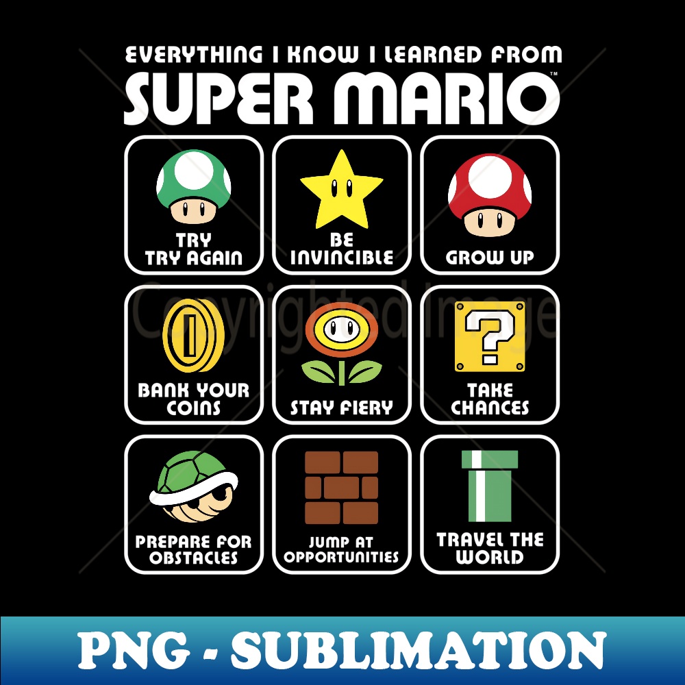 Nintendo Super Mario Life Lessons Icons - Retro PNG Sublimat | Inspire ...