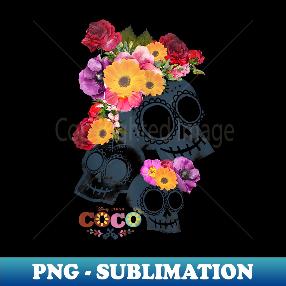Disney Pixar Coco Calaveras Floral Skulls - Instant PNG Subl | Inspire ...