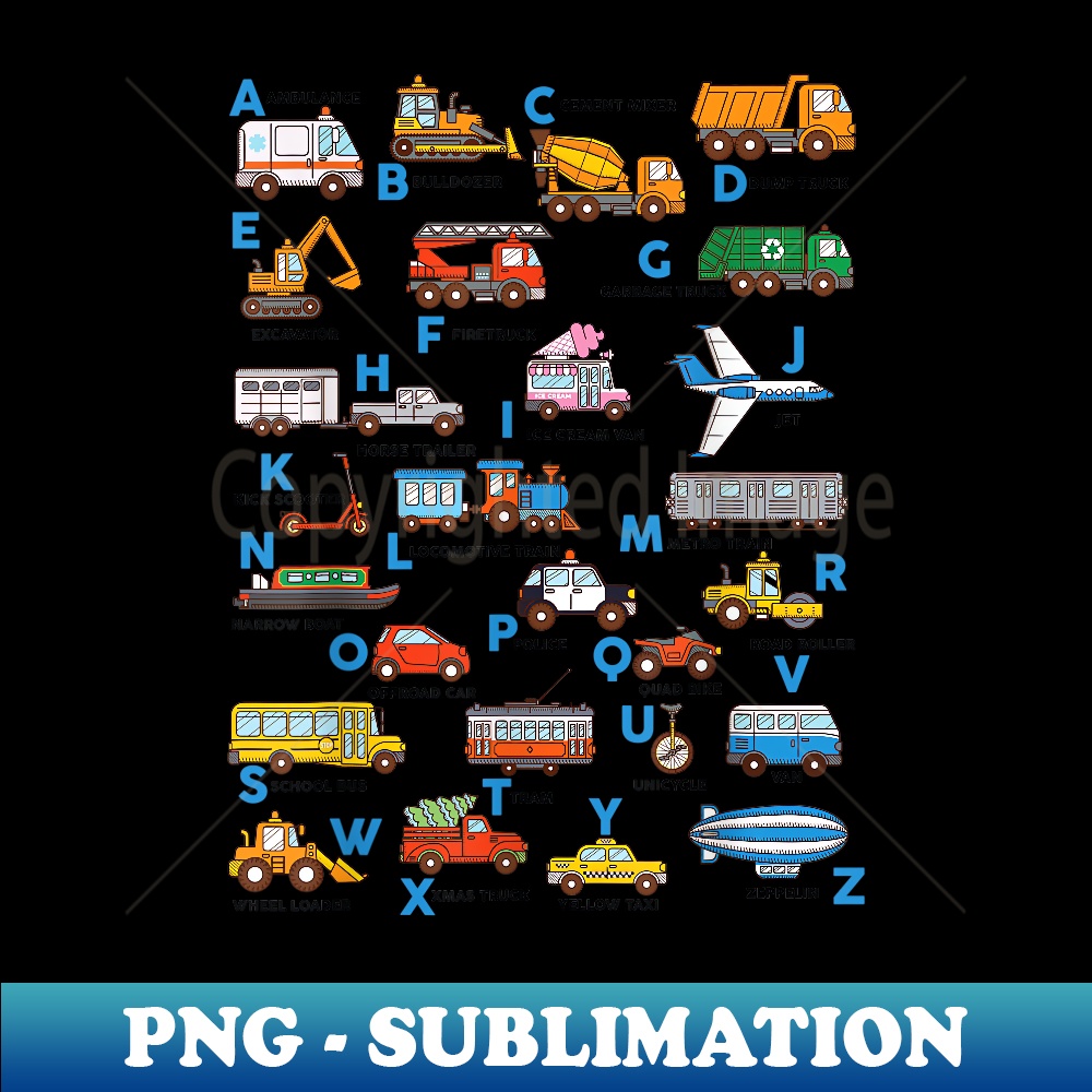 Alphabet Vehicles ABCs Learning Teachers Boys Girls - Premiu | Inspire ...