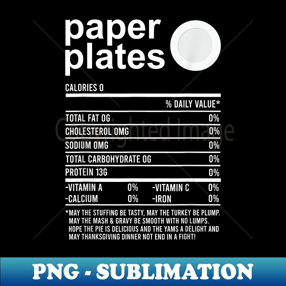 Funny Thanksgiving Food Apparel Paper Plates Nutrition Facts | Inspire ...