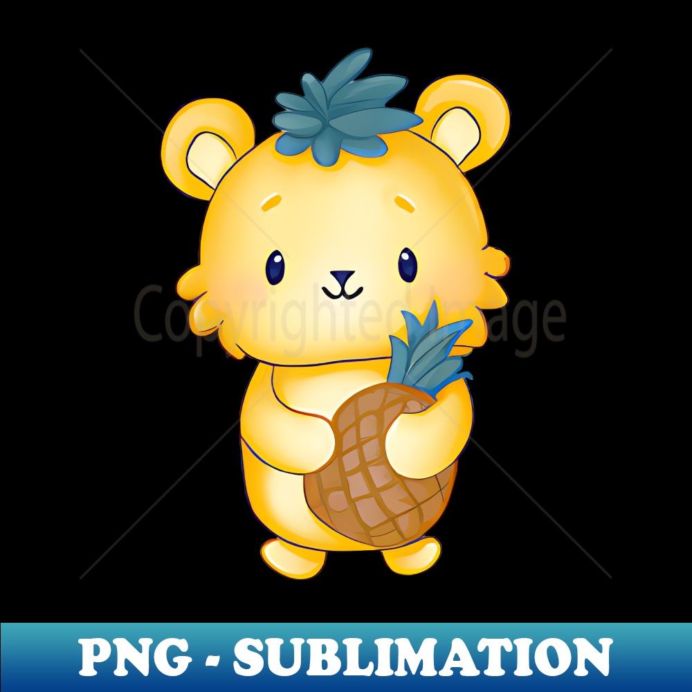 Bear with a pineapple in his hand and pineapple leaves on hi | Inspire Uplift