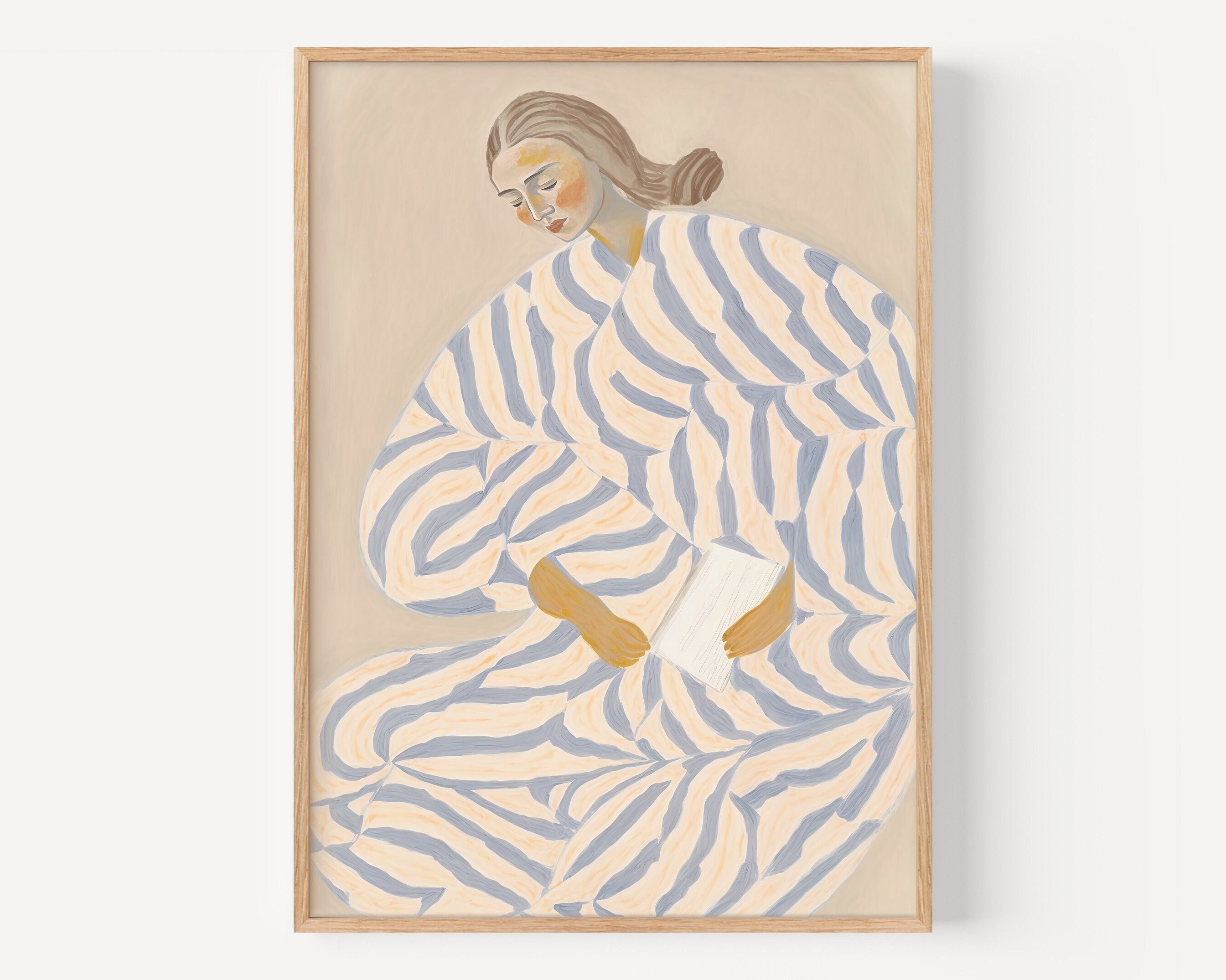 Abstract Woman Reading Book Wall Art Modern Abstract Art Mod - Inspire ...
