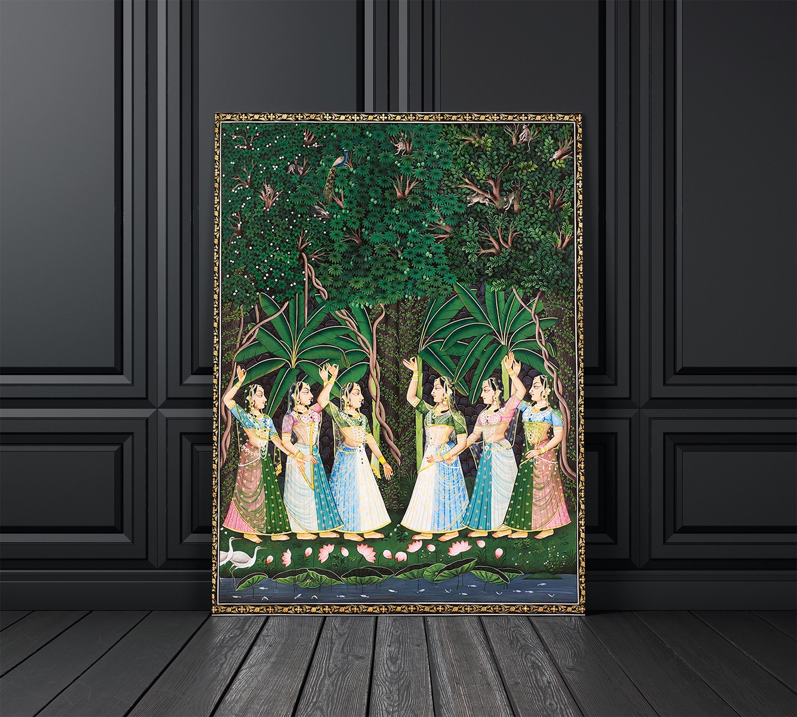 Vintage Gopi Krishna Painting, Indian Folk Art, Pichwai Trad | Inspire ...