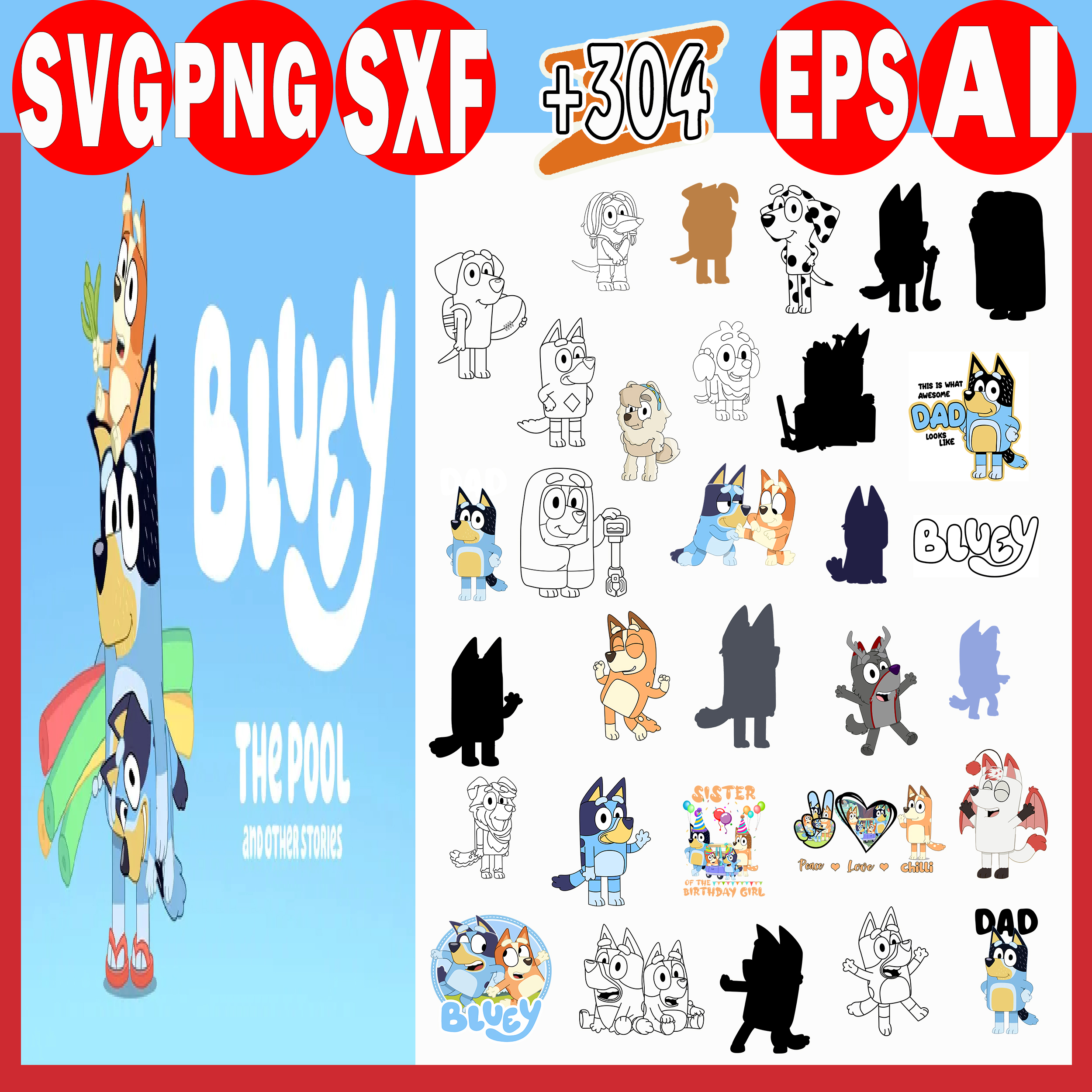 304 Bluey SVG, Bluey PNG, Bluey Clipart, Bluey Logo, Bluey F | Inspire ...