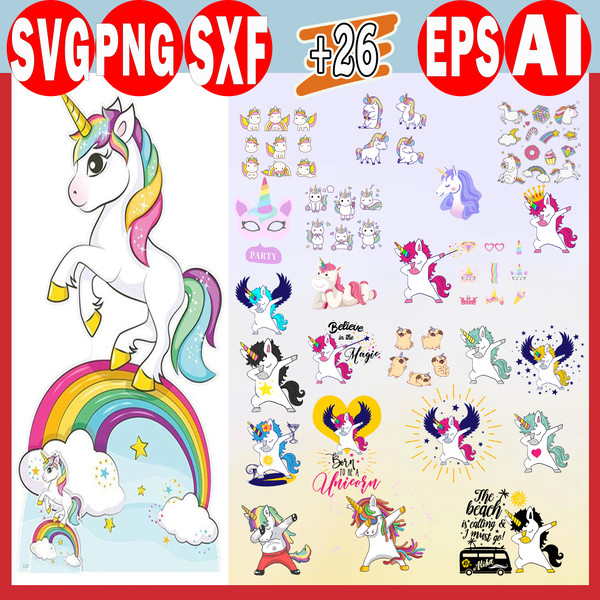 Unicorn Bundle Svg, Unicorn Svg, Animal Svg, Bow Unicorn Svg - Inspire ...