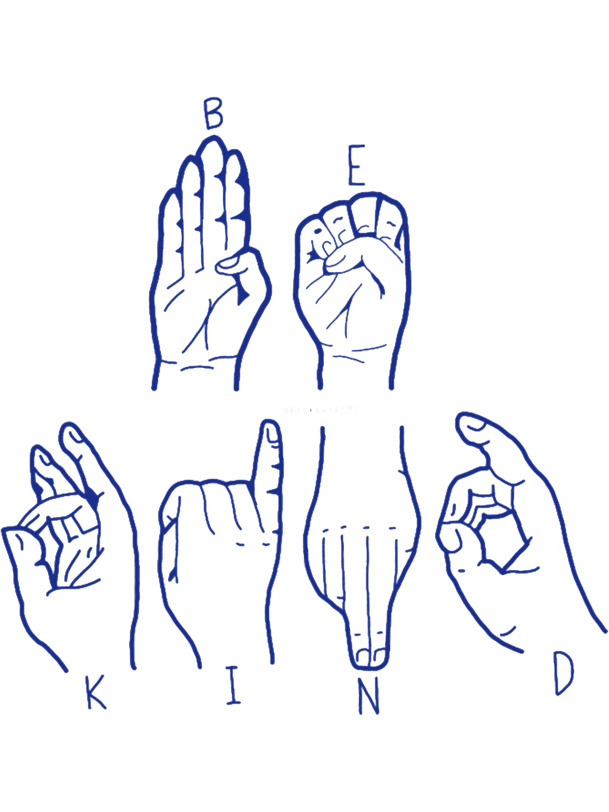Be Kind Sign Language Blue | Inspire Uplift