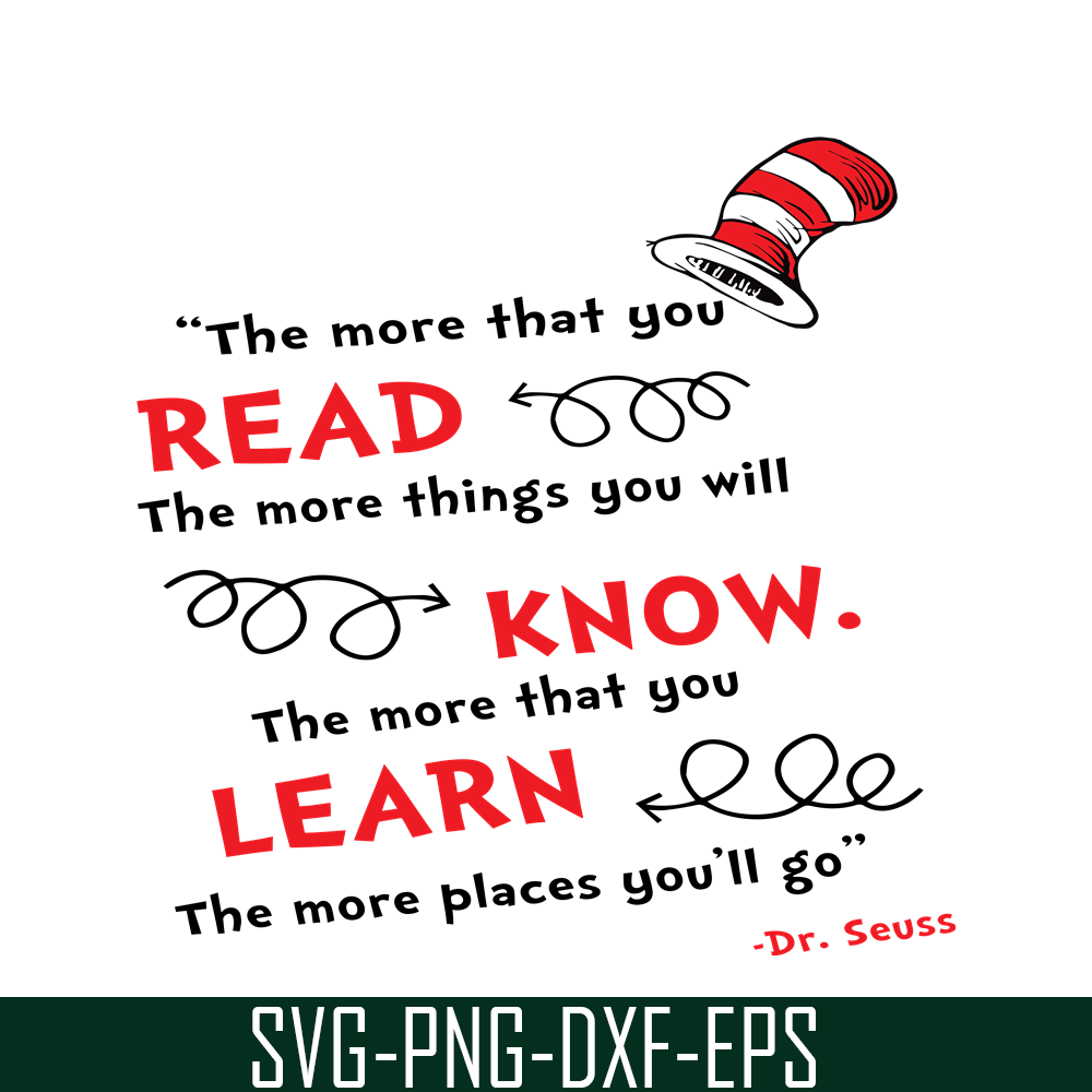 Read Know Learn SVG, Dr Seuss SVG, Dr Seuss Quotes SVG DS105 | Inspire ...