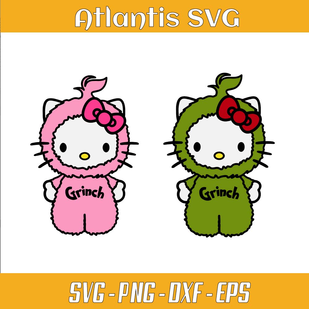 Grinch Hello Kitty SVG DXF, Pink Sanrio Merry Christmas SVG | Inspire ...