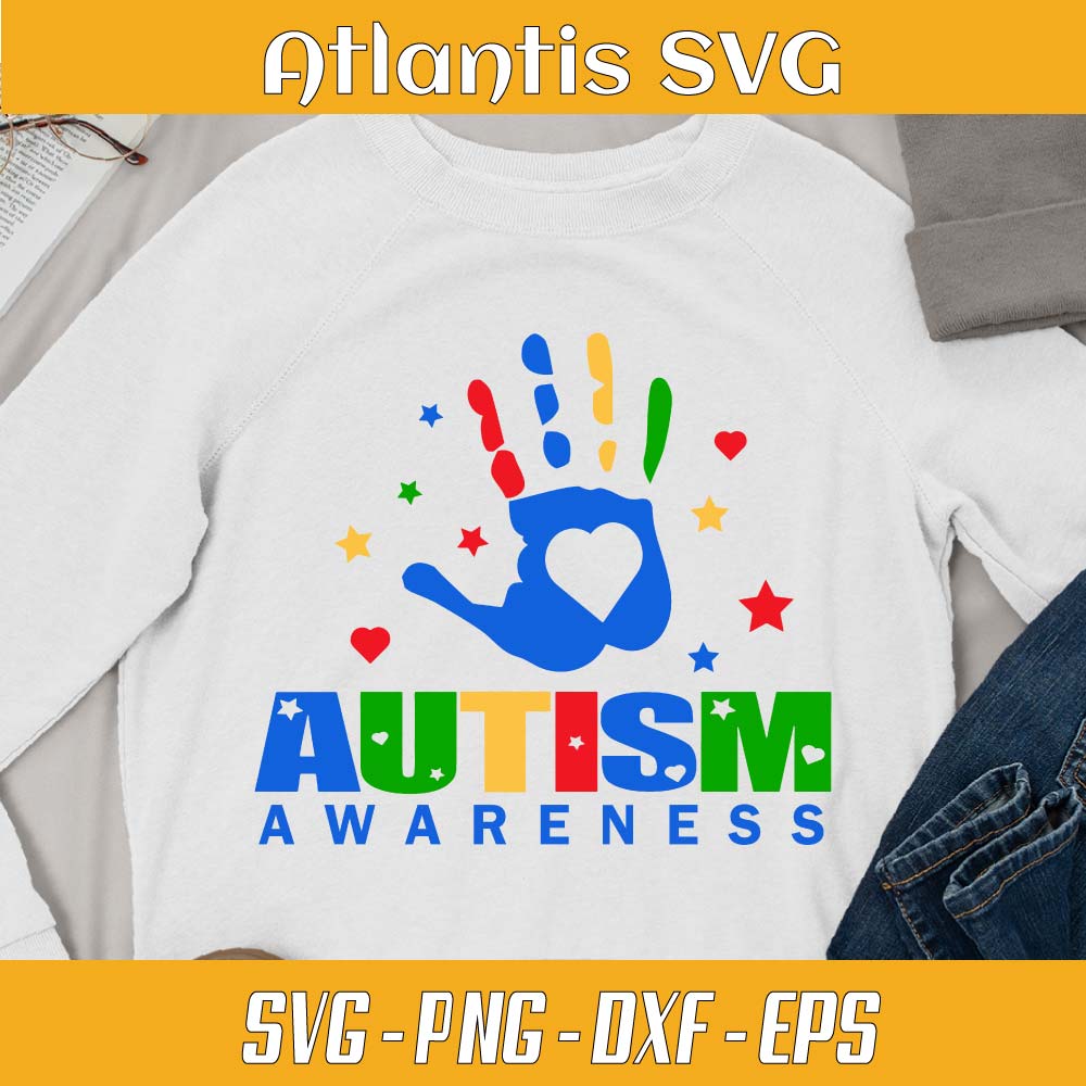 Autism Awareness Colorful SVG PNG, Autism Handprint SVG PNG, | Inspire ...