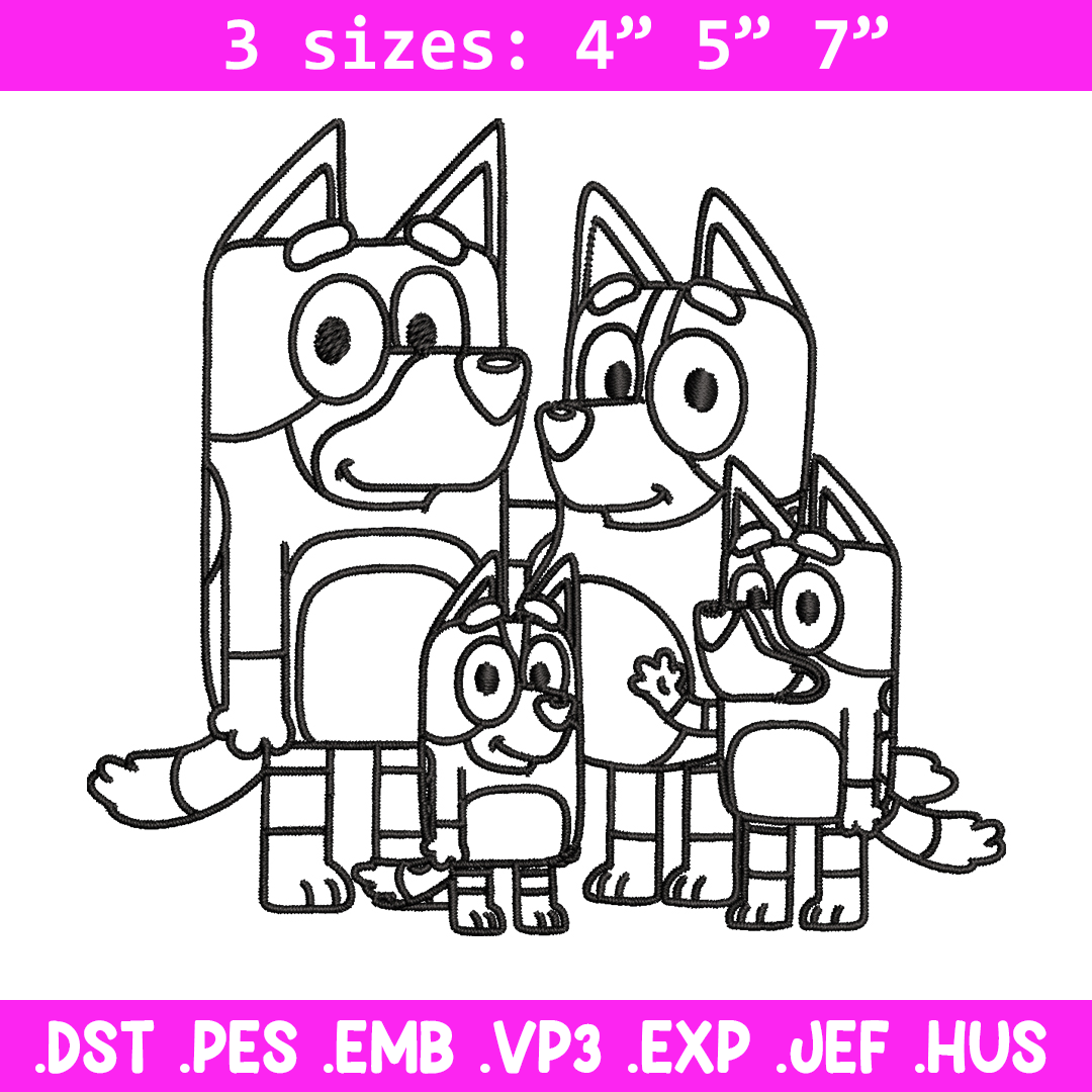 Bluey family Coloring Pages Embroidery, Bluey cartoon Embroi | Inspire ...