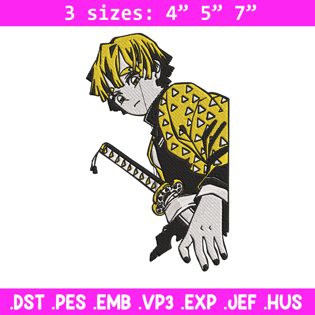 Zenitsu poster Embroidery Design,Demon slayer Embroidery, Em - Inspire ...