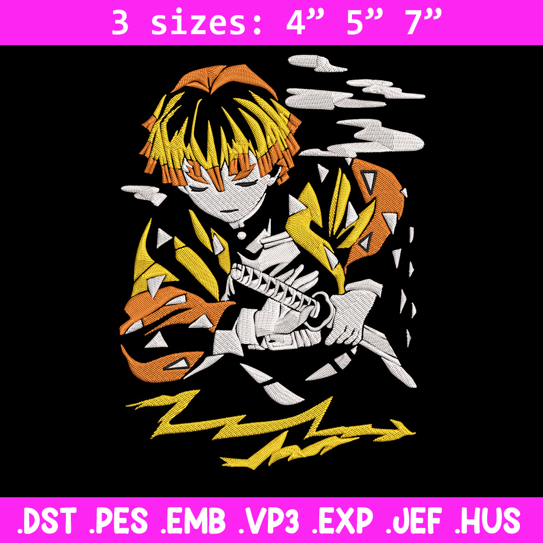 Zenitsu poster Embroidery Design,Demon slayer Embroidery,Emb | Inspire ...