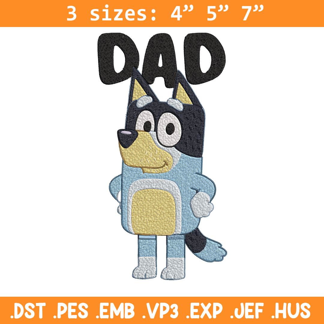 Dad bluey Embroidery, Bluey Cartoon Embroidery, cartoon Embr | Inspire ...