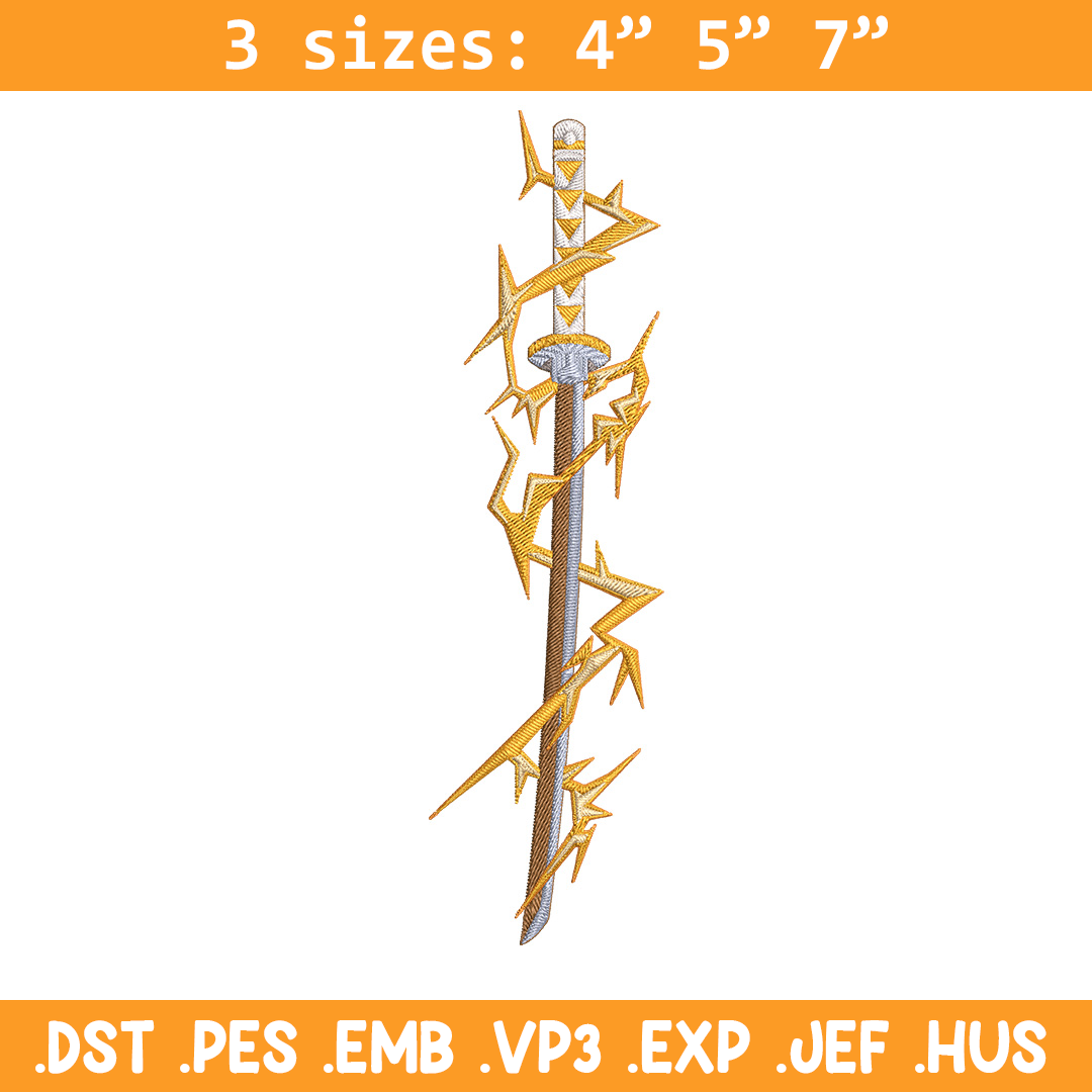 Zenitsu sword Embroidery Design, Demon slayer Embroidery, Em | Inspire ...