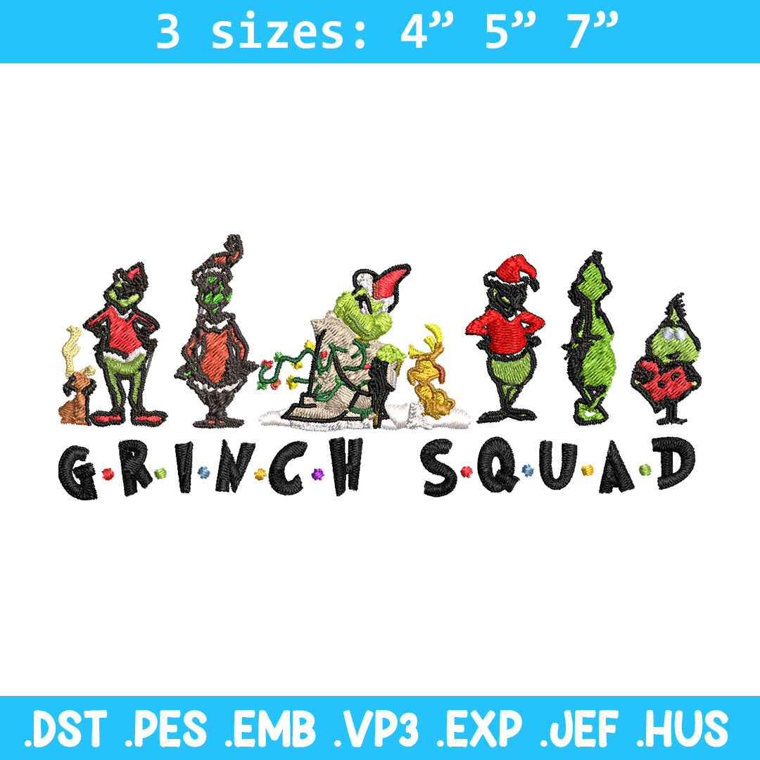 Grinch squad christmas Embroidery design, Grinch Christmas E | Inspire ...